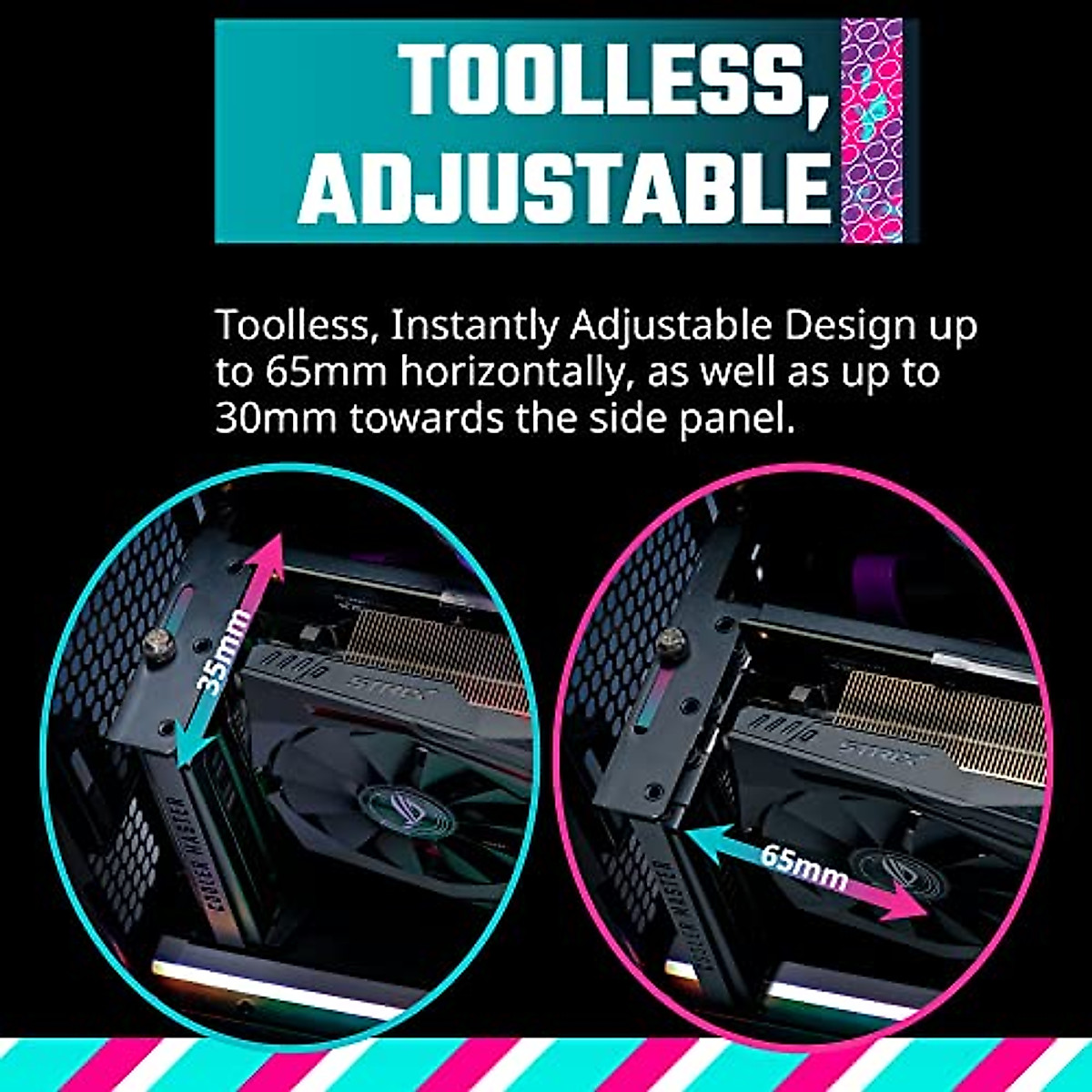 Cooler Master MasterAccessory Vertical Graphics Card Holder Kit V3 with Premium Riser Cable PCI-E 4.0 x16-165mm, Compatibility PCIe 4.0 and Older for E-ATX, ATX, Micro ATX Case (MCA-U000R-KFVK03)