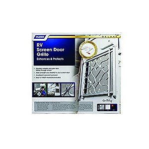 Camco Camper/RV Screen Door Deluxe Grille | Features an Adjustable Width of 20-Inches to 32-Inches & Crafted of Heavy-Duty Aluminum | Includes Installation Hardware (43993)
