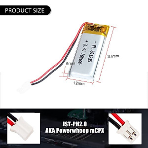 YDL 3.7V 501235 160mAh Lipo battery Rechargeable Lithium Polymer ion Battery Pack with PH2.0mm JST Connector