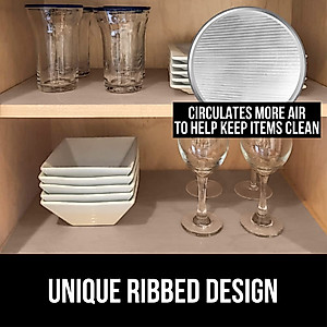 Gorilla Grip Drawer Liner and Ribbed Drawer Liner, Shelf Liner Size 12x20, Bathroom Storage Shelves, Ribbed Liner Size 17.5x20, Desk Storage, Both in Beige, 2 Item Bundle