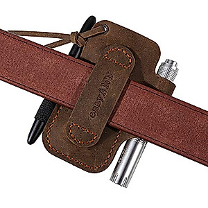 EASYANT Handmade Leather Sheath for Folding Knife Flashlight Organizer EDC Tools Brown
