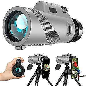 80x100 HD Monocular Telescope High Powered Monocular for Adults with Smartphone Adapter Monocular Scope for Stargazing Hiking Wildlife Watching
