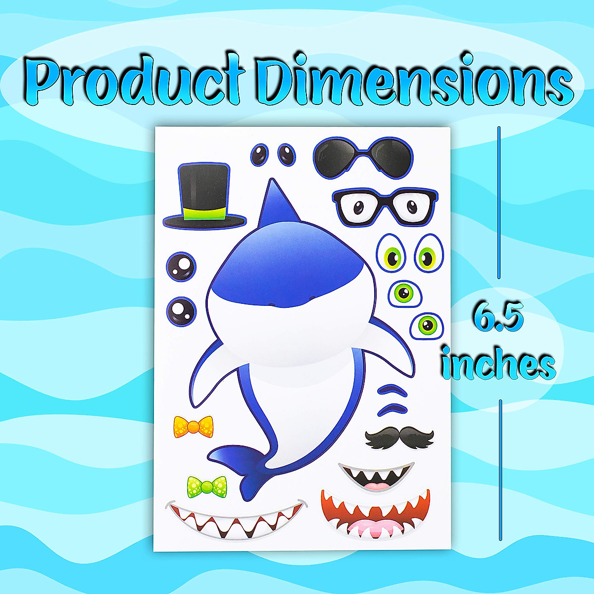Edgewood Toys 24 Make A Shark Stickers For Kids - Great For Birthday Party Favors, Decorations, & Prizes - Let Your Kids Get Creative & Design Their Favorite Shark Stickers – Fun Kids Craft Activity
