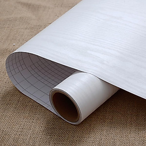 Yifely Solid White Wood Grain Shelving Paper Removable Vinyl Shelf Liner Door Table Cabinet Sticker 17.7 Inch by 9.8 Feet