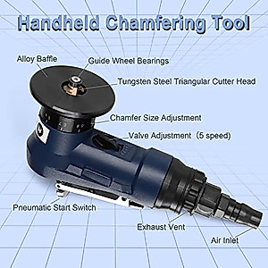 Mini Pneumatic Chamfering Machine,Air Chamfer Tool for Chamfering Metal 45 degree Arc Corner Beveling Trimming Deburring Machine (Blue)