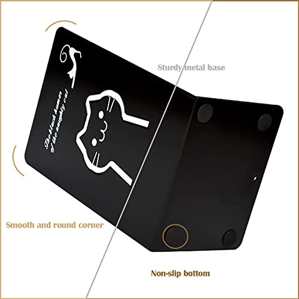 KelBay Office Heavy Duty Bookends Decorative, Cat Design Metal Sturdy Book Ends Stopper with Anti Slip Rubber Base Hold Support Black k-02 bookend