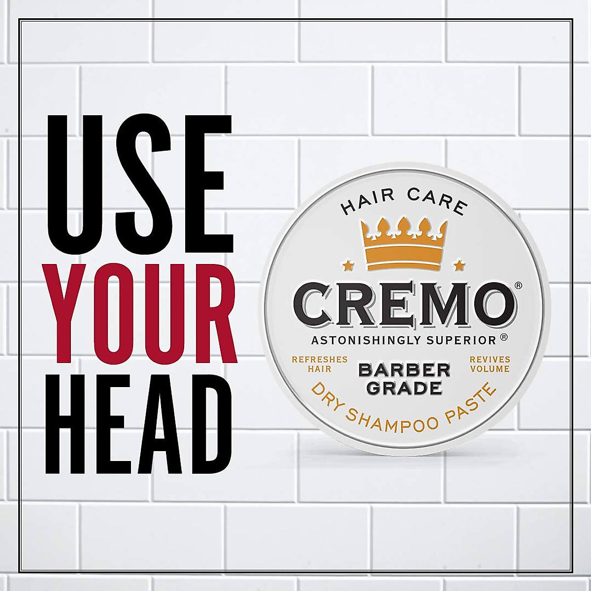 Cremo Barber Grade Dry Shampoo Paste, Refreshes Hair Without Water, 4 Oz