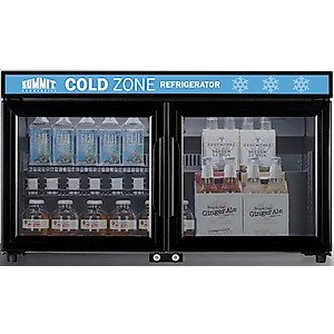 Summit Appliance SCR3502DLL Countertop Shallow Depth Single-Zone Commercial Refrigerator for Freestanding Use with French Glass Doors, Black Cabinet, Front Locks, and LED Lighting