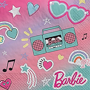Barbie Dream Together Party Supplies Pack Serves 16: 7" Dessert Plates Beverage Napkins Cups and Table Cover with Birthday Candles