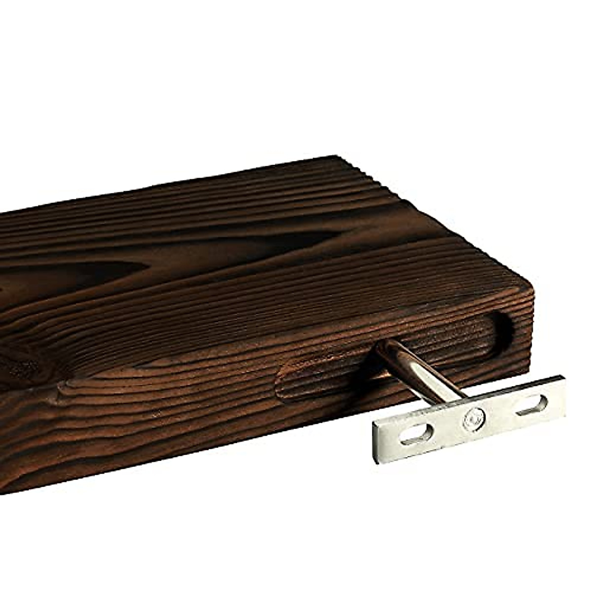 Mark One Home Goods Rustic Farmhouse 3 Tier Justified Floating Wood Shelf - Floating Wall Shelves (Set of 3), Hardware and Fasteners Included (Dark Walnut, 16")