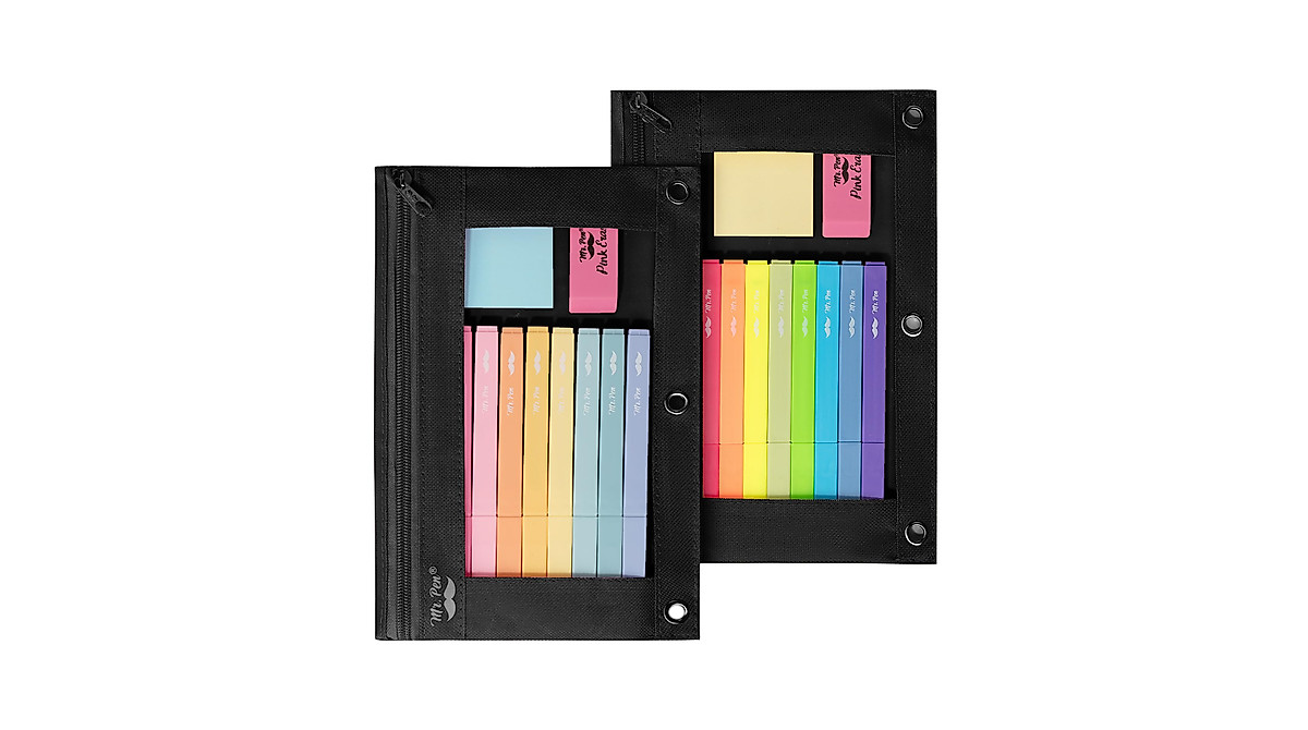 Mr. Pen Black Pencil Pouches - Set of 2 for Binders & Office Use