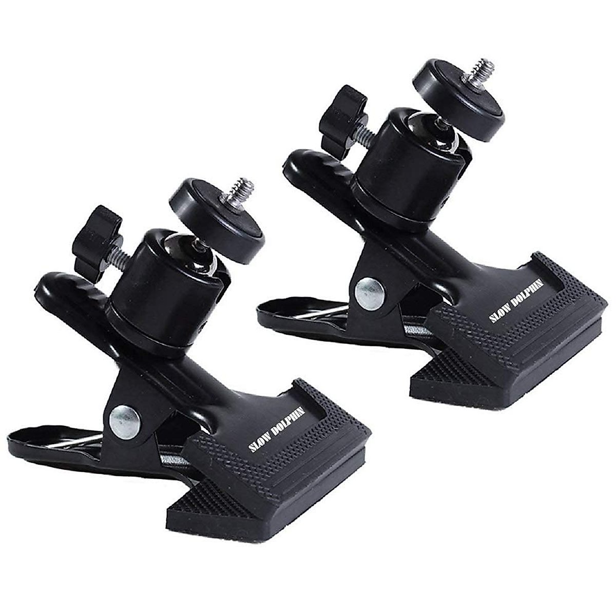SLOW DOLPHIN Tripod Clip Clamp Mount Flash Reflector Holder for Studio Backdrop Camera with 360 Swivel Tripod Mini Ball Head Standard 1/4" Screw,SLR, Digital SLR, Video Came(2PACK)