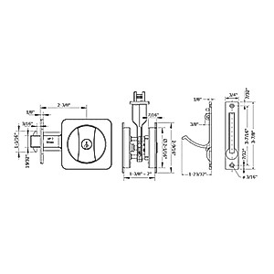 Delaney Hardware 370106 Chrome Contemporary Privacy Square Pocket Lock Polished