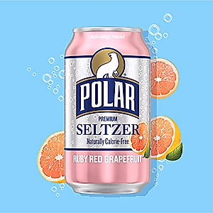 Polar Seltzer Water Ruby Red Grapefruit, 12 fl oz cans, 24 pack