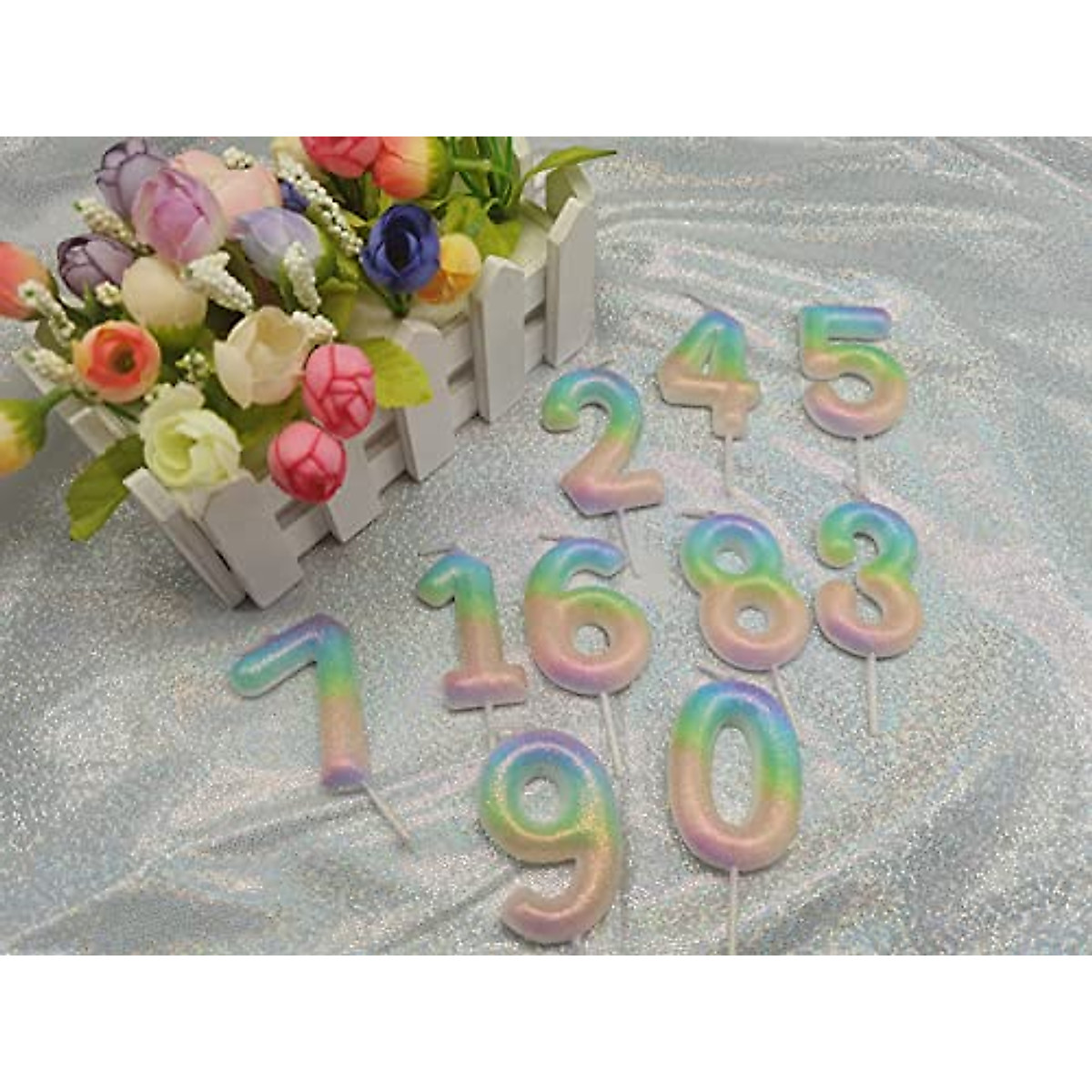 2.76" Large Birthday Candles 1st One Year Cake Baby Roman Cool Number Candle No 1 9 18 21 30 40 50 60 70 Cake Topper Numeral Candle Party Wedding Anniversary Decorations (Rainbow1)