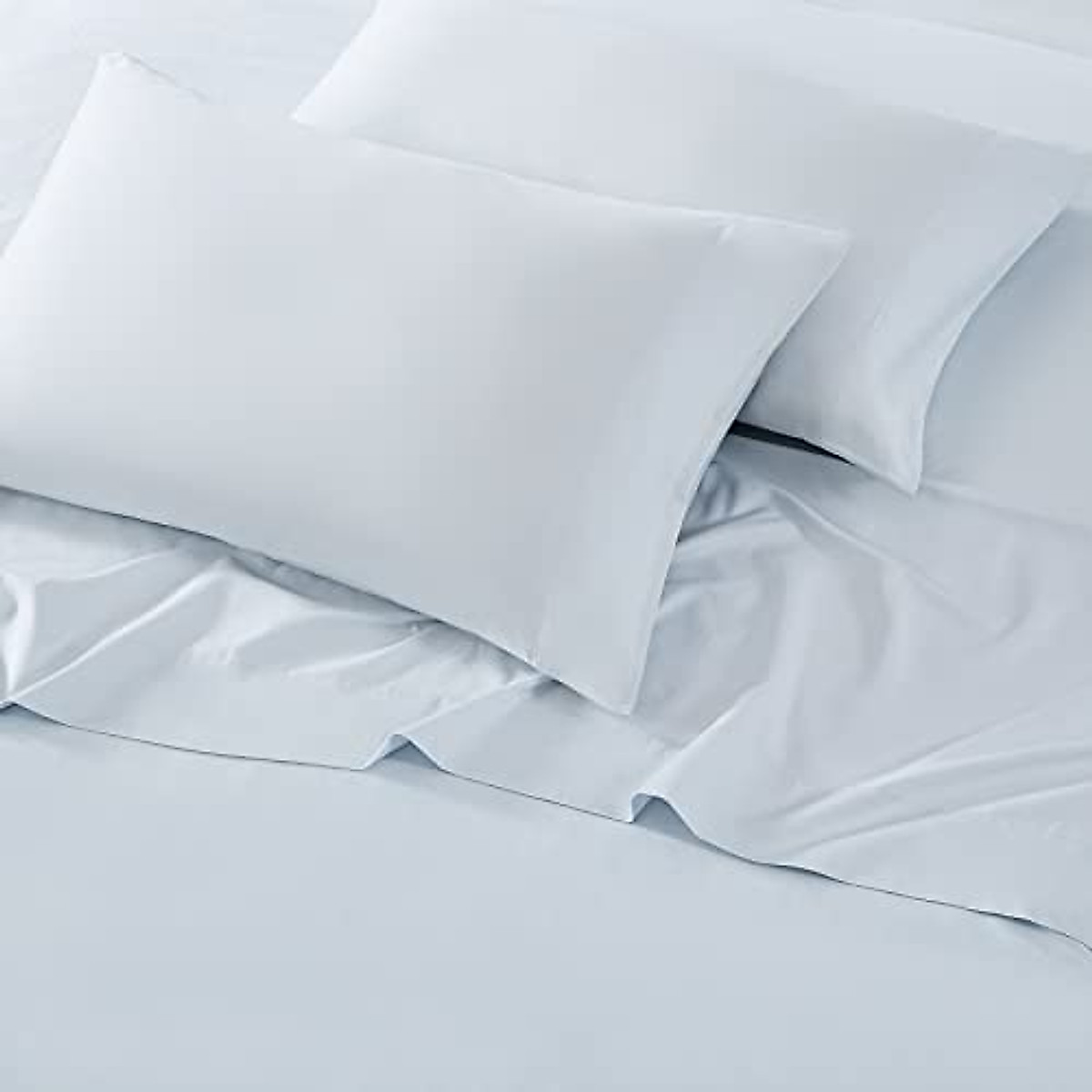 Vera Wang - Pillow Case Set, Luxury Sateen Cotton Bedding, 800 Thread Count, Soft & Smooth Home Decor (Pale Blue, Standard Pillowcases)