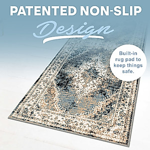 MICRODRY - Runner Rug! Low-Profile Design for a Sleek, Bulk-Free Look. Machine Washable, Stain-Resistant, Skid-Resistant Backing, Ideal for Bedroom Hallway, Kitchen, or Entryway, 2x7, Tara (Grey)