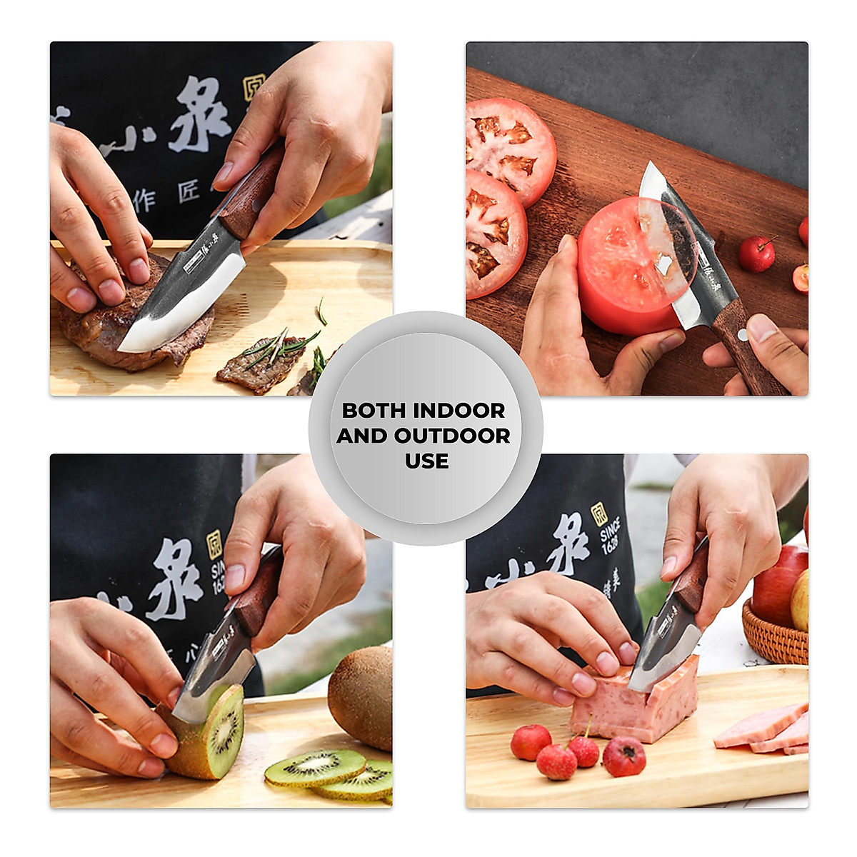 ZHANG XIAO QUAN SINCE 1628 Butcher Knife with Sheath, 8 inch Viking Boning Knife High Carbon Steels Hunting Knife For Outdoor Camping BBQ(B)