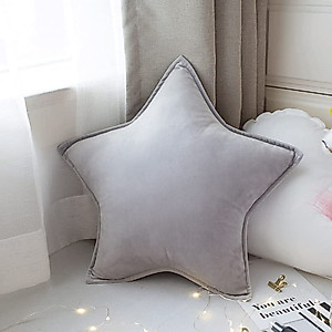 20X20inch 3D Plain and Elegant Star Shaped Throw Pillow Star Plush Pillow Furry Grey Pillow Decorative for Home Living Room,Sofa,Car,Office (Light Gray)
