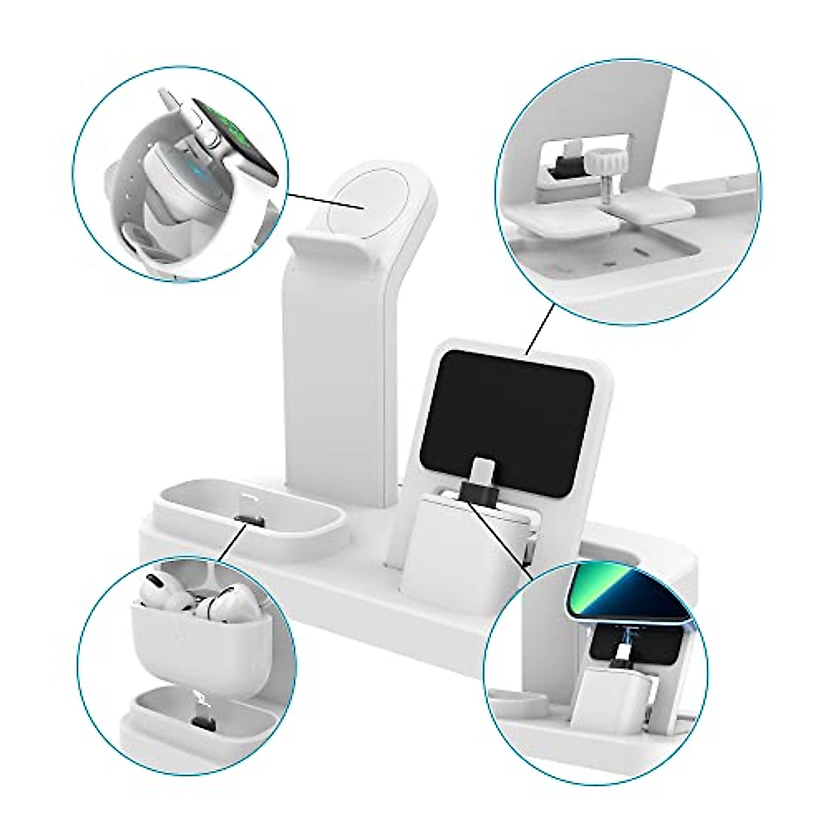 Tiitarn 3 in 1 Charging Station for iPhone AirPods Apple Watch Charger Stand Dock for Multiple Devices Compatible with iWatch SE/7/6/5/4/3/2/1 iPhone Series AirPods