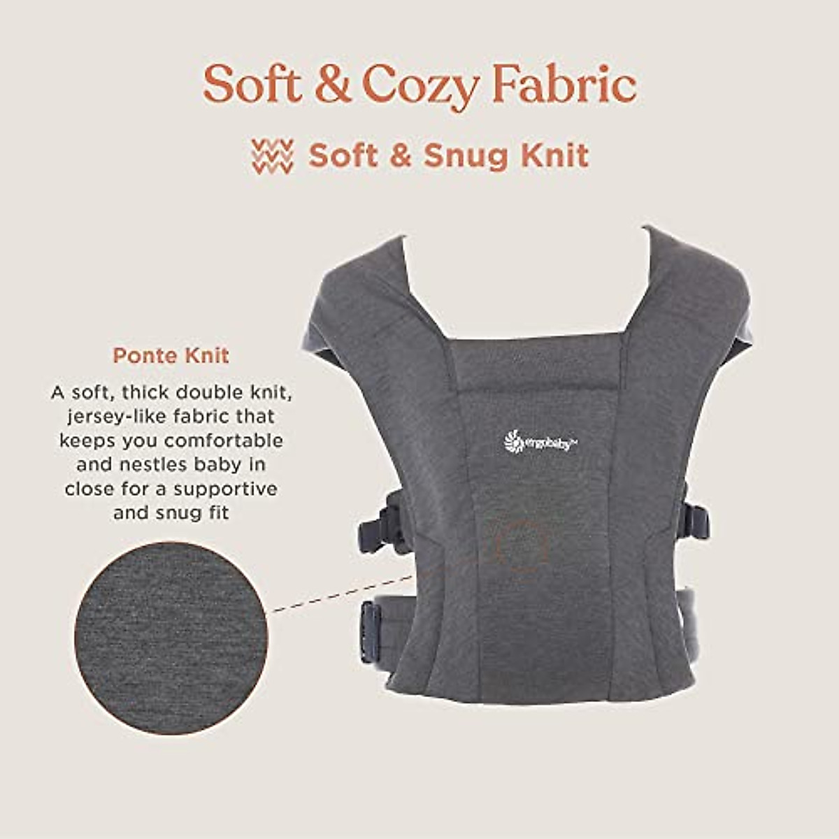 Ergobaby Embrace Cozy Newborn Baby Wrap Carrier (7-25 Pounds), Ponte Knit, Oxford Blue