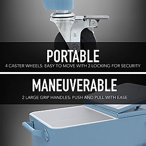 Permasteel 80-Qt Classic Outdoor Patio Cooler for Outside Beverage Rolling Cooler Bar Cart with Wheels & Handles, Retro Design, Blue