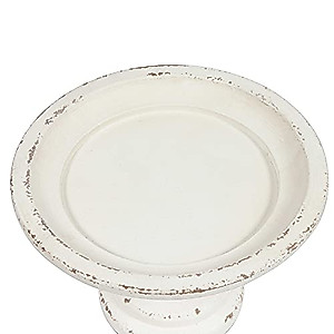 Rustic White Wood Pedestal Tray Stand for Table Decoration,Round Distressed Finished Cake Stand Dessert Table Display,Farmhouse Cake Stand Candle Holder Perfect for Weddings,Birthdays
