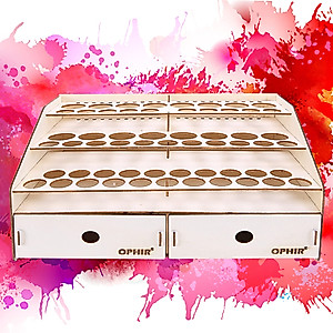 DNYSYSJ 80 Holes Paint Rack Stand Pigment Ink Bottle Paints Tool Storage with Cabinet Holder Organizer for 58 Bottles & 22 Small Paint Brushes or Droppers