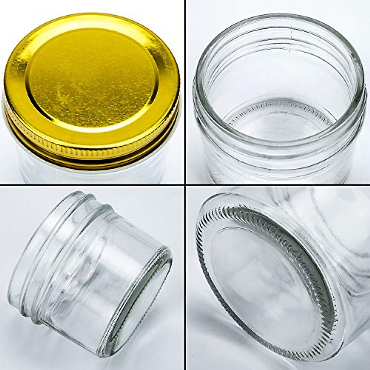 Encheng 4 oz Clear Glass Jars With Lids(Golden),Small Spice Jars For Herb,Jelly,Jams,Wide Mouth Manson Jars Canning Jars For Kitchen Storage 40 Pack