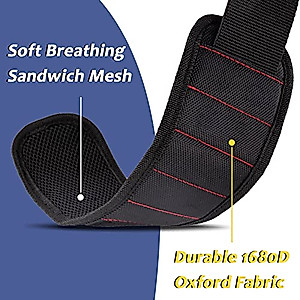 Magnetic Wristband, SURGEDO Magnetic Wrist Tool Holder with Strong Magnet for Screws, Also Includes Retractable Magnet Pick-Up Tool with LED, Small Gifts for Dad Men Husband