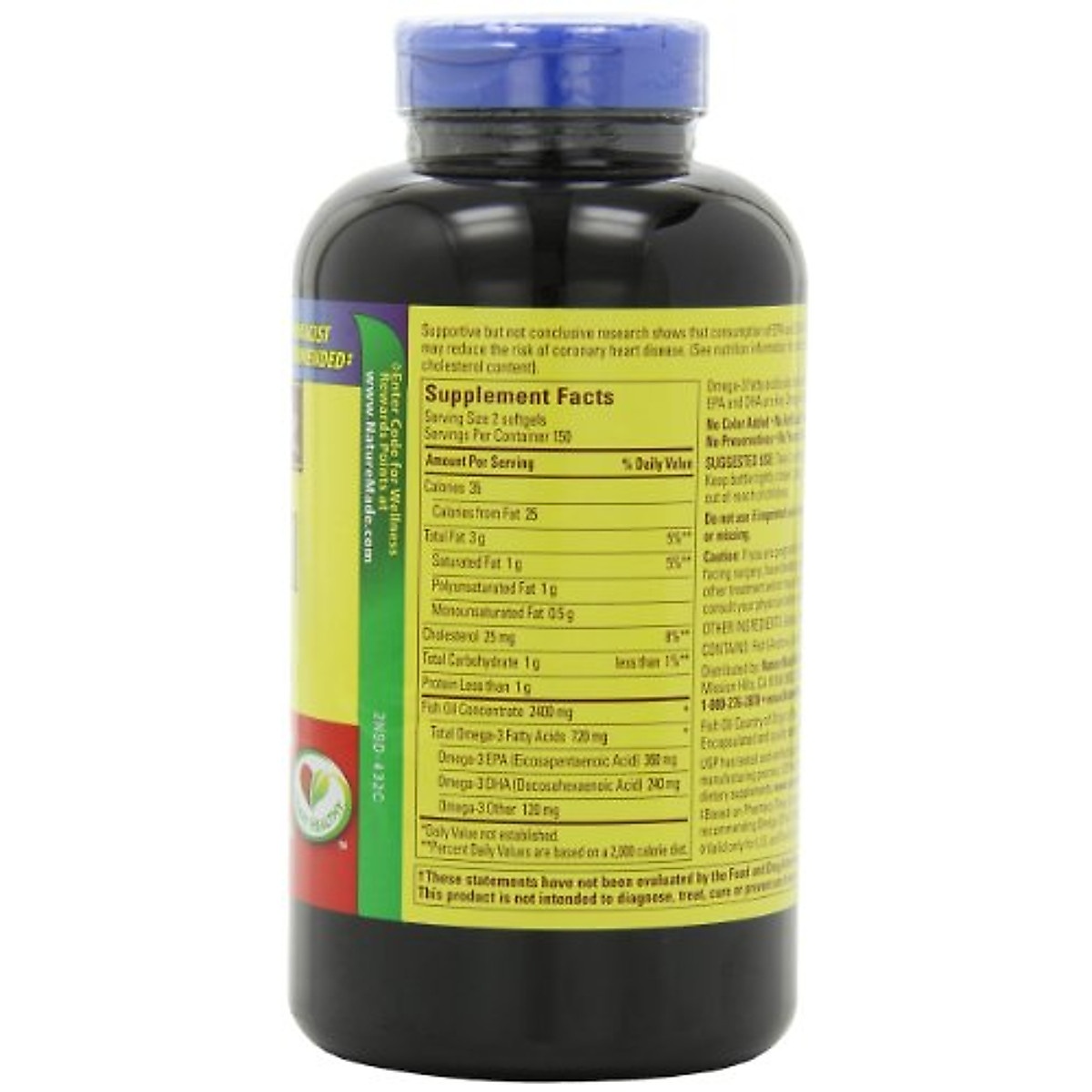 Nature Made 1200mg of Fish Oil, 2400 per Serving, 360mg of Omega-3, 300 Softgels, 300 Count (Pack of 1)