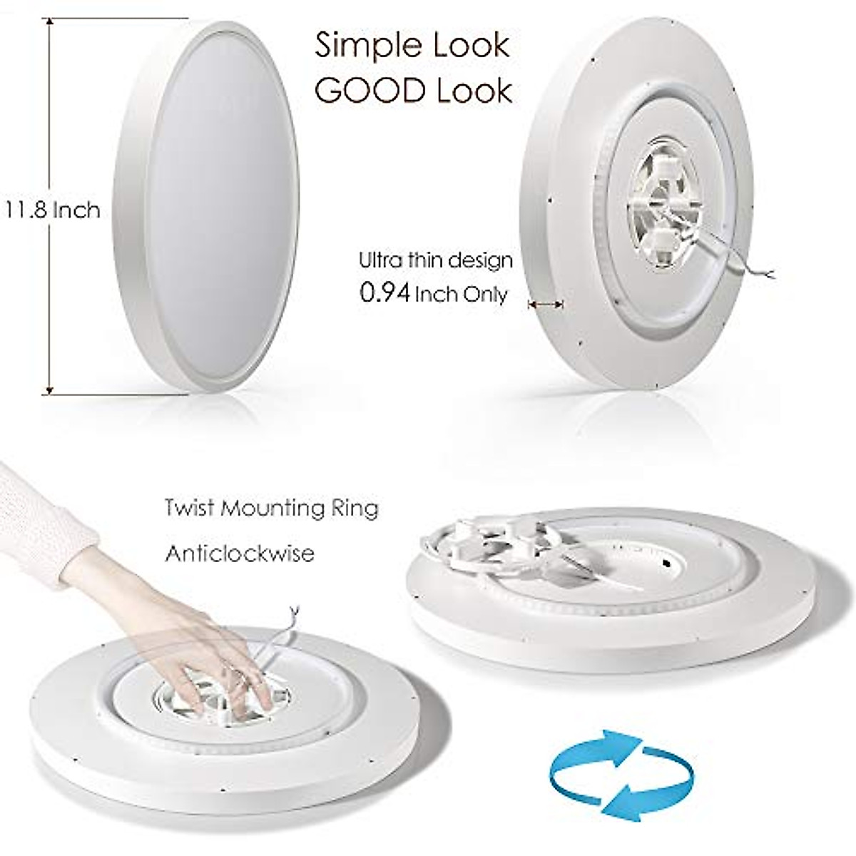 TALOYA Smart Ceiling Light Flush Mount LED WiFi, Compatible with Alexa Google Home, Dimmable Low Profile Ambient Light Fixture for Bedroom Living Room,12 Inch 24W