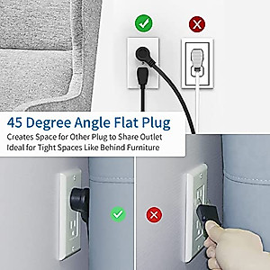 Flat Cord Power Strip with USB Bundle, NTONPOWER Flat Plug Power Strip with 15 Ft Extra Long Thin Extension Cord Under Rug, Carpet, Door, 3/4 Outlets 2 USB Charging Station for Home Office, Black