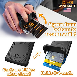 Scooch® for iPhone 12 Mini Case with Card Holder, Wingmate Wallet Case with Hidden Card Slot and RFID Protection for 3 Cards, 10-Foot Drop Protection, Black