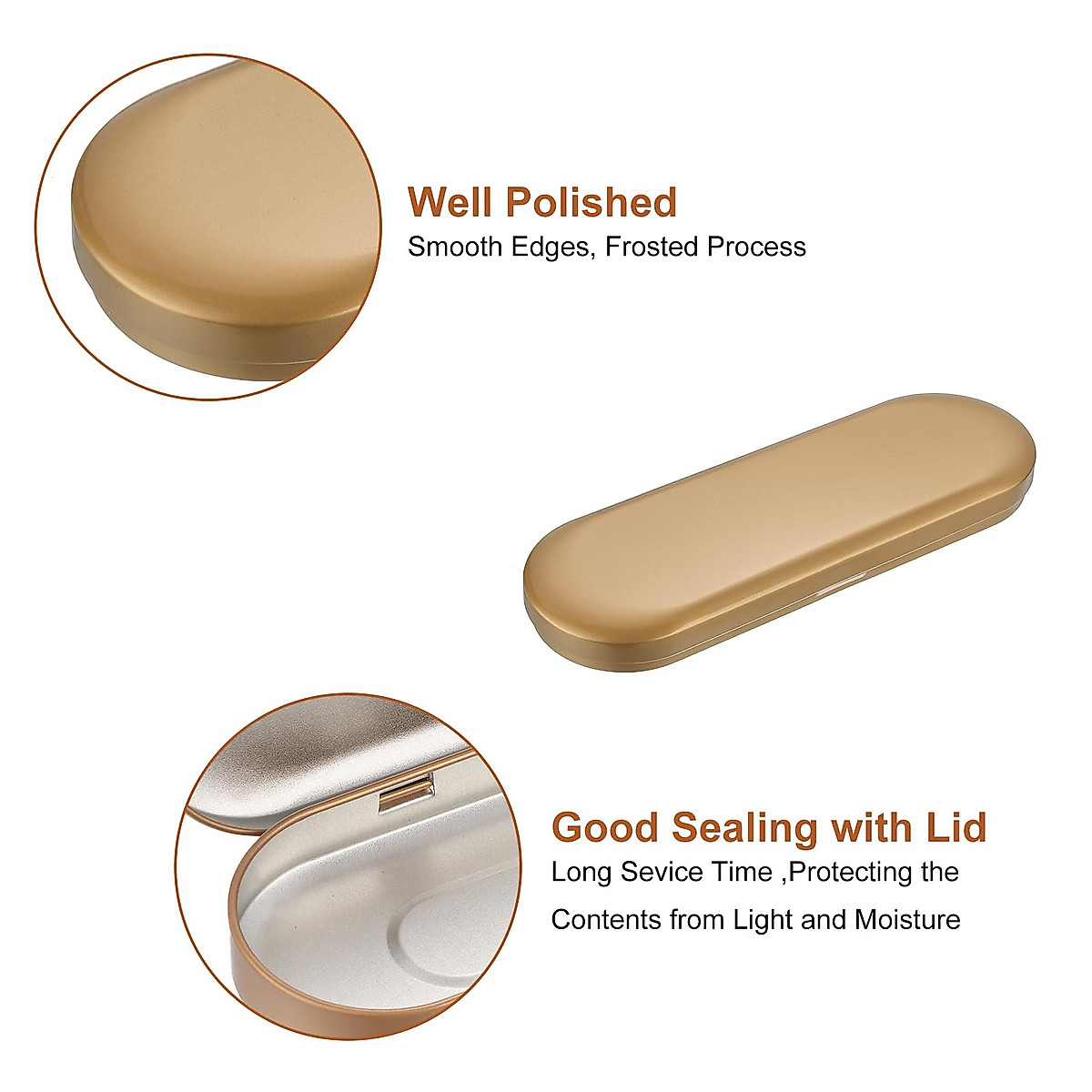 uxcell Metal Tin Box Containers, 5Pcs 6.9x2.4x0.7 Inch Golden Rectangular Empty Hinged Tins Box Home Organizers for Pen Makeup Brushes