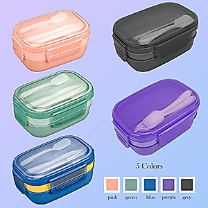 CocoMeiwei Bento Box Adult Lunch Box, Bento Lunch Box with 5 Silicone Cupcake Liners, Leak-proof Bento Lunch Box Containers 3 Tiers 50oz, 6compartments Large Capacity for Working Grey