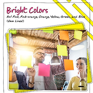 Better Office Products Lined Sticky Notes 3 x 3, 10 Pack, 1,000 Sheets (100/Pad), Self Stick Notes with Lines, Bright Assorted Colors, Post Memos, Strong Adhesive, 10 Pads