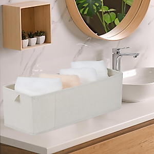 Fordonral 4 Pcs Fabric Narrow Storage Bins for Drawer, Shelf, Closet, Countertop, Small baskets for Organizing, Sock Underwear Organizer, Long Storage Container Bin