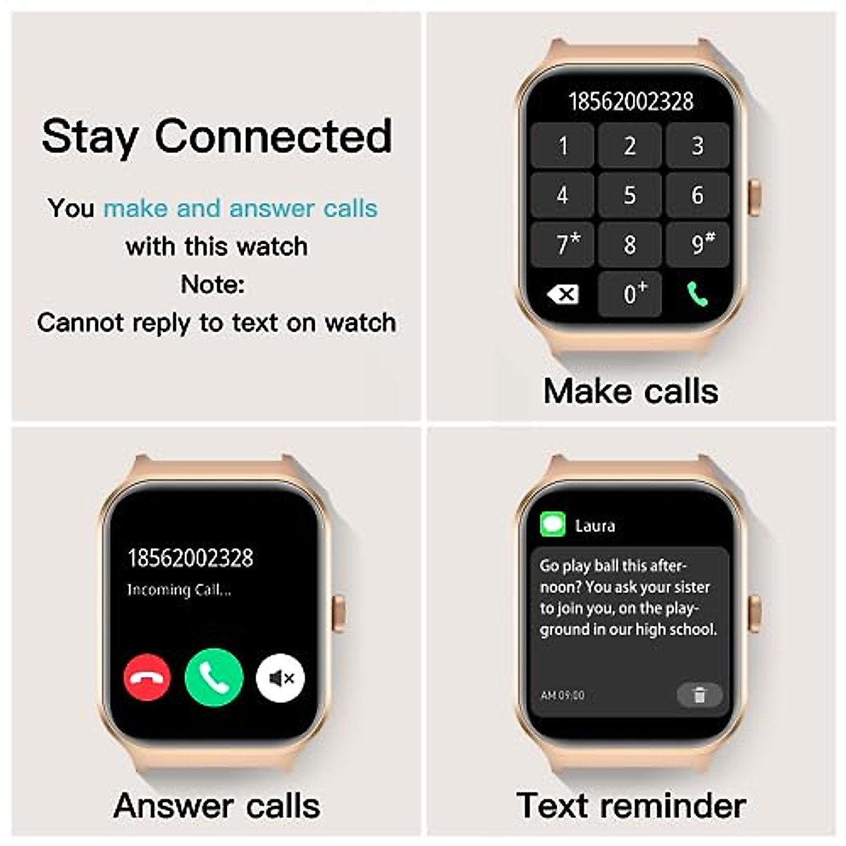 Smart Watch, 1.96" Full Touch Smartwatch, Compatible with iPhone Android, Heart Rate & Sleep Monitor, Multi-Sport Modes, Blood Oxygen, Voice Assistant, IP68 Waterproof, Fitness Tracker for Women Men