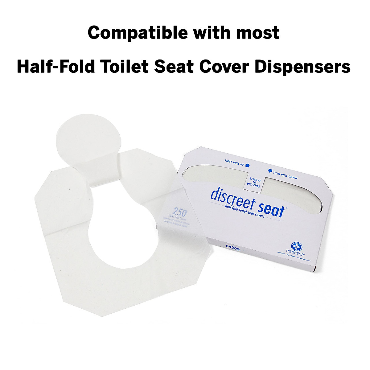 HOSPECO Discreet Seat Half-Fold Toilet Seat Covers, 14.25 X 16.5, White, 250/pack, 20 Packs/carton
