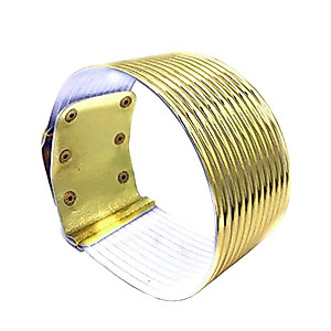 Mrotrida African Leather Necklaces for Women Punk Snap Chunky Statement Collars Choker Gold-A