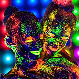 COKOHAPPY UV & Black Light Face & Body Neon Fluorescent Paint Kit (7/0.34oz), 12 Colors Glow In The Dark Pigment Powder with All Accessories Included