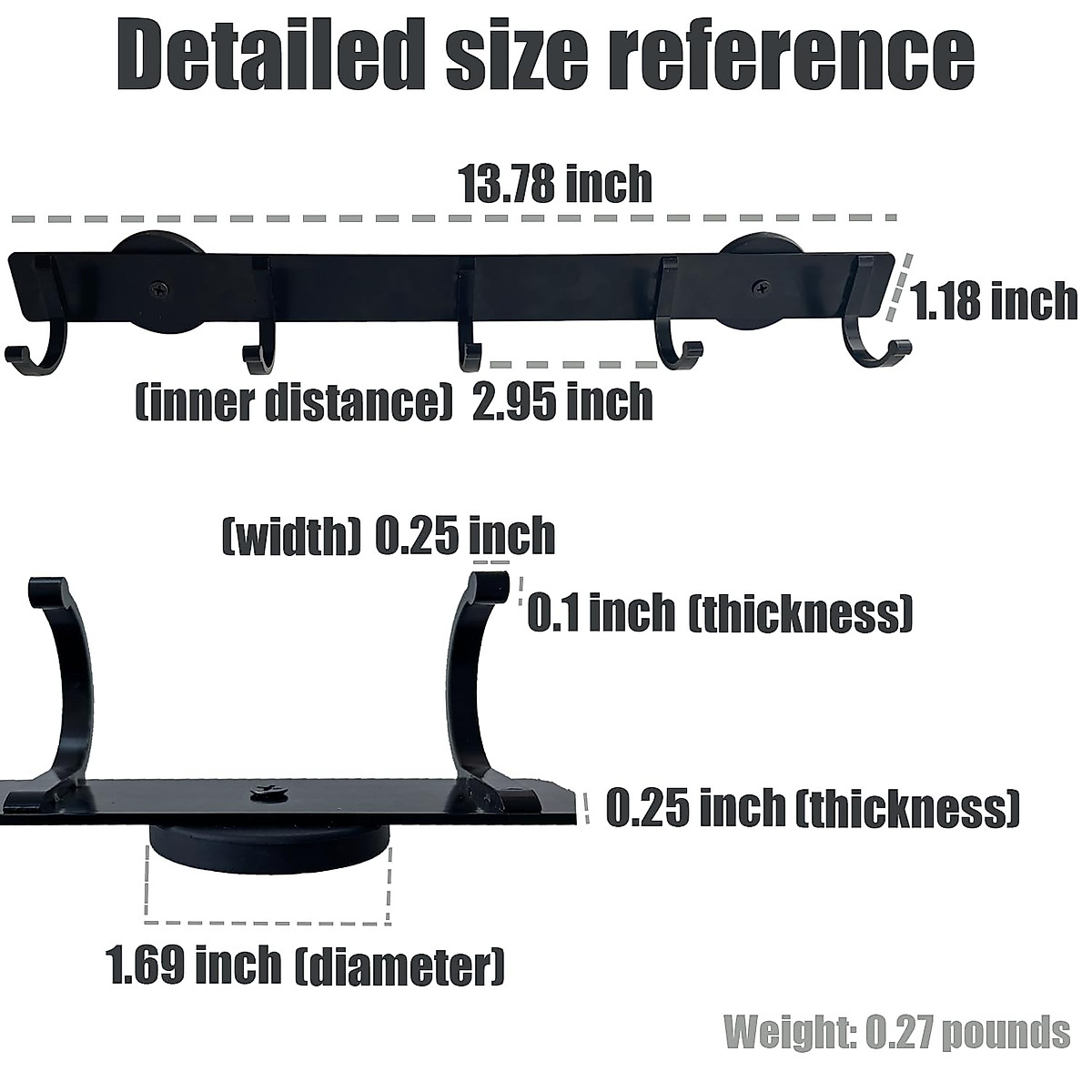 GYGhaoho Magnetic Utensil Holder Hooks, Wall Mount Utensil Hanging Storage, Magnetic Hook Rack for Refrigerator, Black Metal No Punching Hook, Kitchen Magnetic Rack Towel Bar Utensil Rack