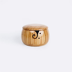 Joyeee Bamboo Yarn Bowls, Handmade Yarn Storage Round Woven Bowl with Drills Holes and Lid, Yarn Holder for Knitting and Crochet for Mum Wife Granny Gift, Smooth, Lightweight, 5.9 inch #5