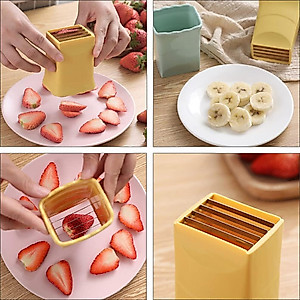 JOYSAND 2 Pack Strawberry Slicer - Fruit Slicer - Egg Slicer - Cup Slicer -Stainless Steel Blade Fruit Slicer Cup for Soft Fruit, Kitchen Gadgets Quickly Making Fruit Salad