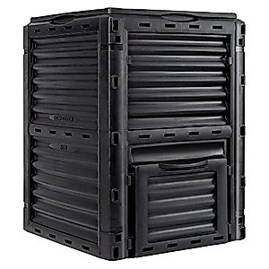 F2C Garden Compost Bin from BPA Free Material -80 Gallon(300 L) Large Compost Bin Aerating Outdoor Compost Box Easy Assembling, Lightweight, Fast Creation of Fertile Soil, Black