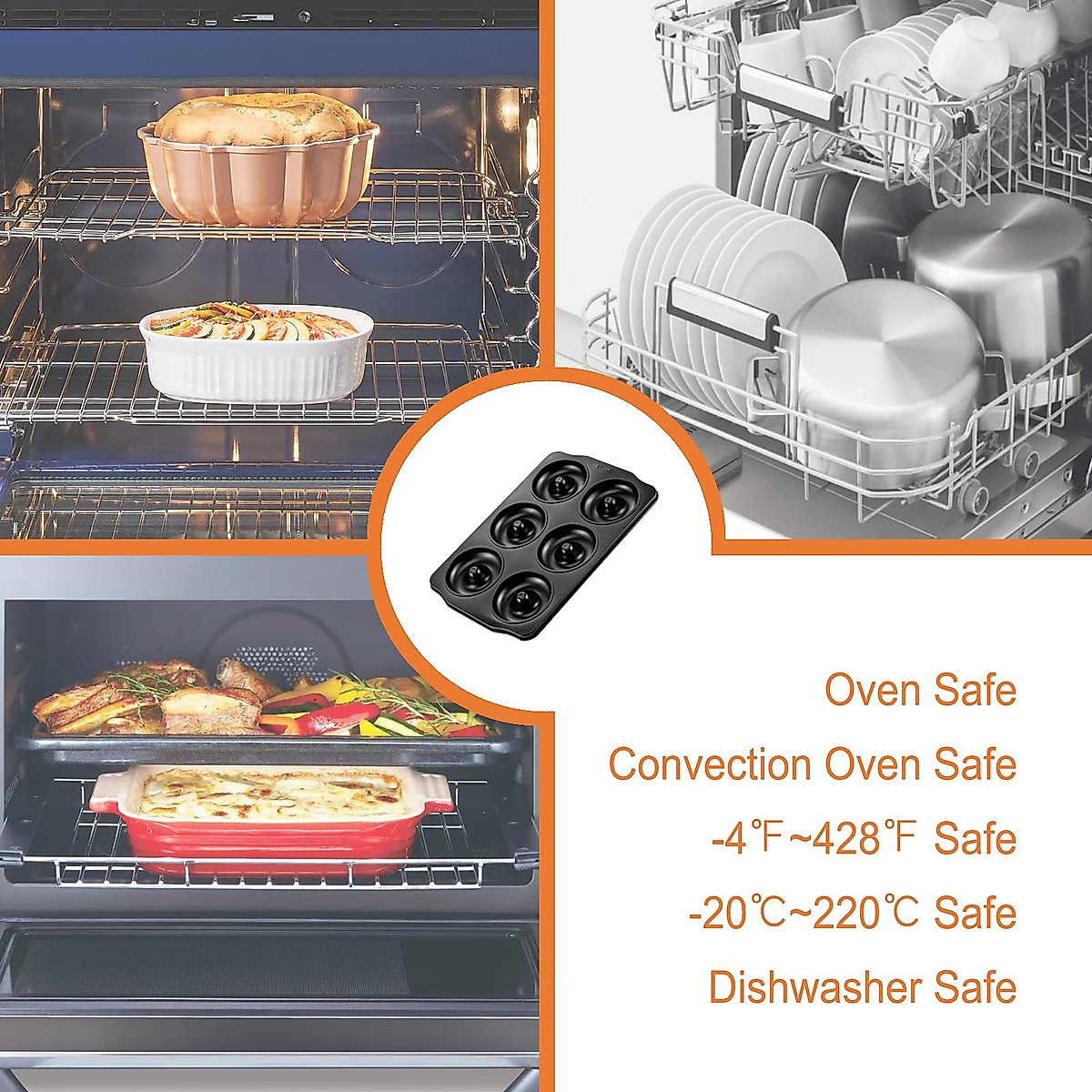 CHEFMADE Donut Pan, Nonstick 6 Cavity Ring Doughnut Pan for Baking, Set of 2