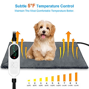 Pet Heating Pad for Dogs and Cats,Dog Cat Heating Pad with Auto Timer and Chew Resistant Cord, 9 Adjustable Temperature Waterproof Heated Pet Bed Mat,27.5 x 17.7 inches…