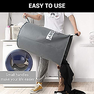 ZERO JET LAG 115L X-Large Laundry Basket Collapsible Fabric Laundry Hamper Laundry Bag with Handles Portable Washing Bin Dirty Clothes Basket for College Bathroom Essentials Storage (Gray & Silver)