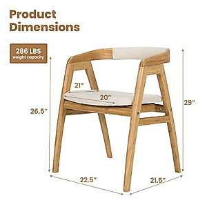 UJOYPAD Modern Mid Century Curved Back Leisure Chairs, Accent Fabric Leisure Chair with Anti-Slip Foot Pads,Bamboo Dining Chair Armchair for Living Room,Bedroom,Natural